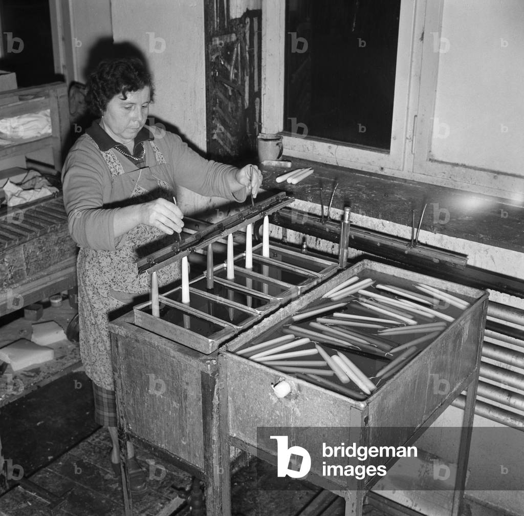 Image of Waxware Factory Brogles Soehne, 1958 (b/w photo)