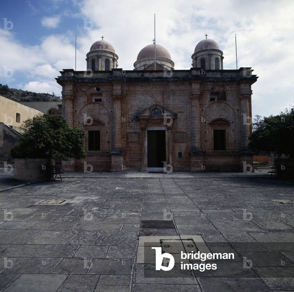 Image of Facade of the Holy Trinity monastery (Agia Triada), Crete ...