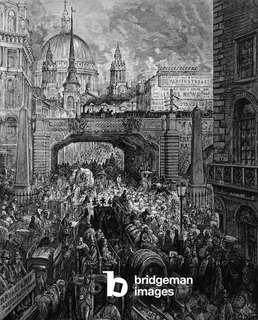 Image of Ludgate Circus from the bottom of Fleet Street, looking up