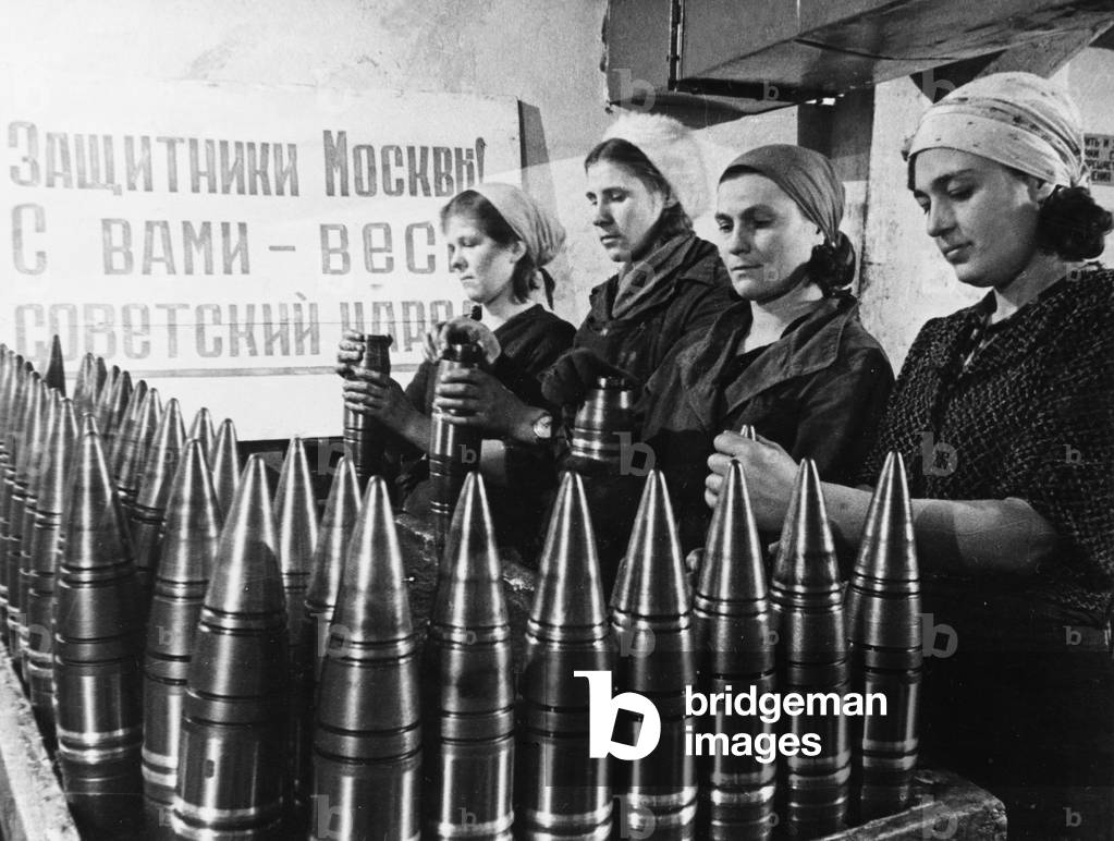 Image of Civilian Women Making Artillery Shells at a Munitions Factory in