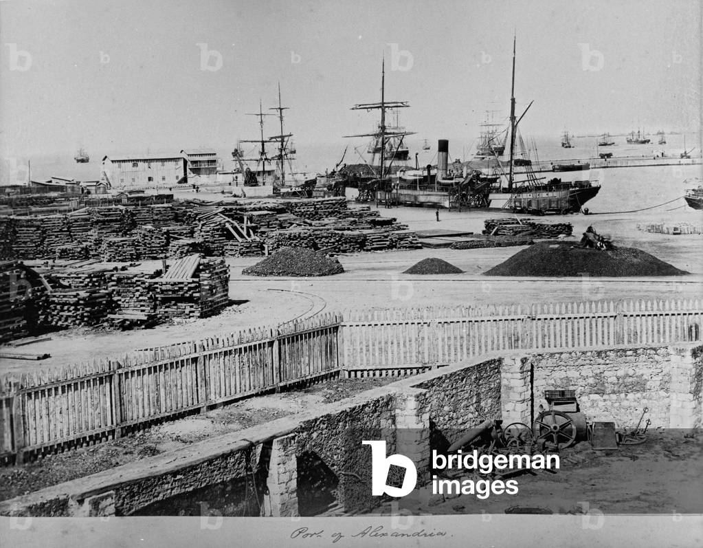 Image of Port of Alexandria, c.1880-3 (b/w photo) by English ...