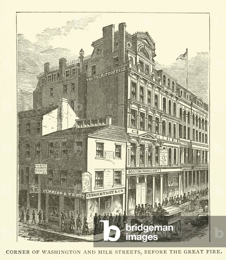 Image of Corner of Washington and Milk Streets, Boston, before the ...