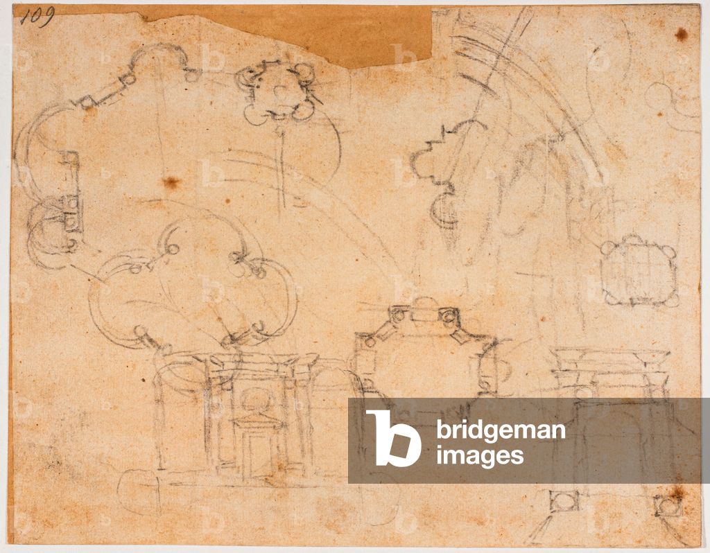Image of Building plans, elevations and dome sketches, for the Sforza ...