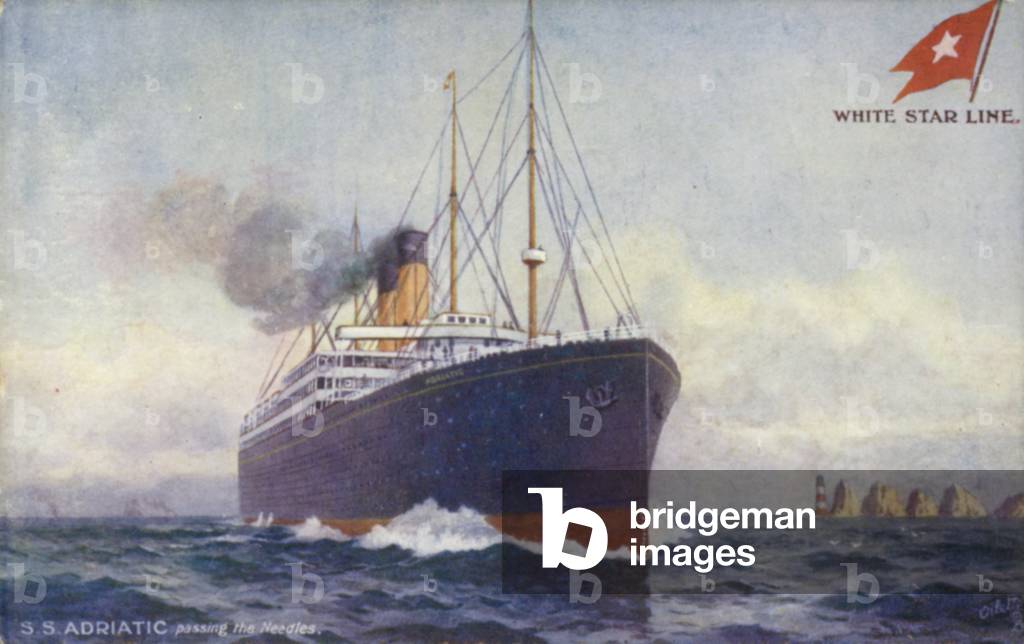 Image of White Star Line liner RMS Adriatic passing the Needles, Isle ...