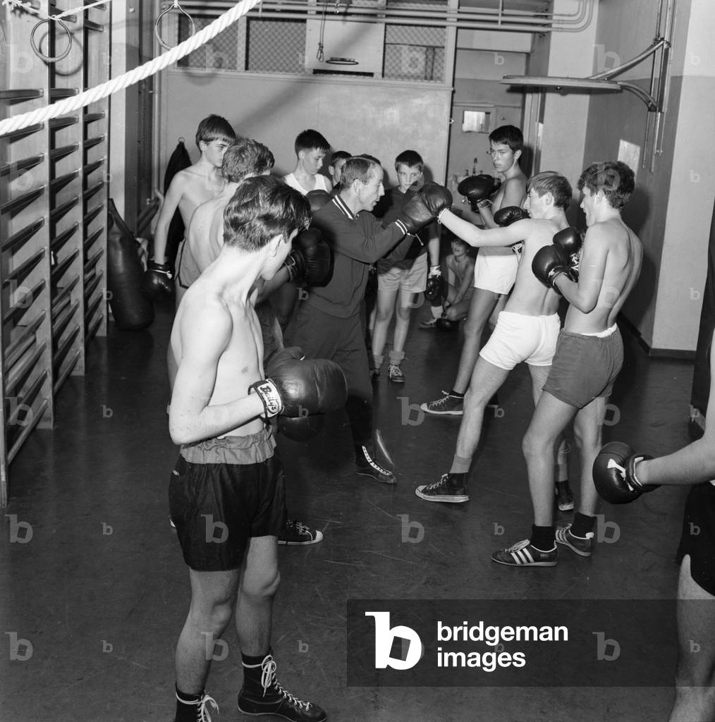 Image of Switzerland Berne Boxing School Charly Buehler, 1967 (b/w photo)