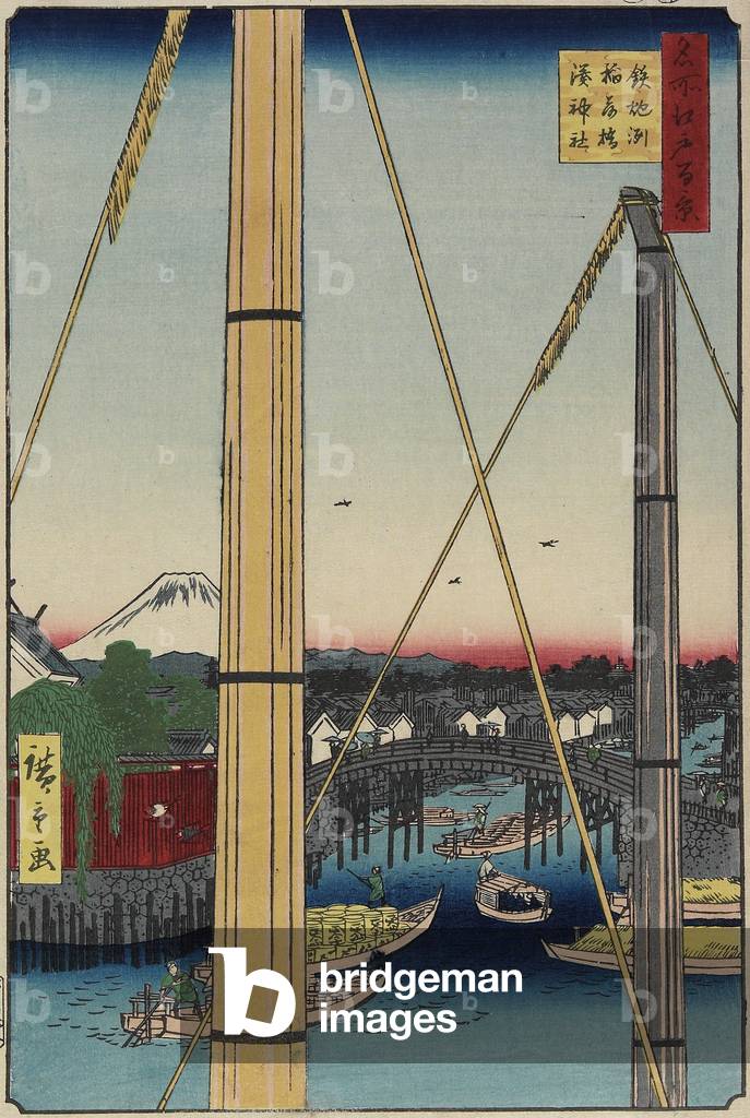 Image of Inari Bridge and Minato Shrine, Teppo_zu, March 1857 by ...