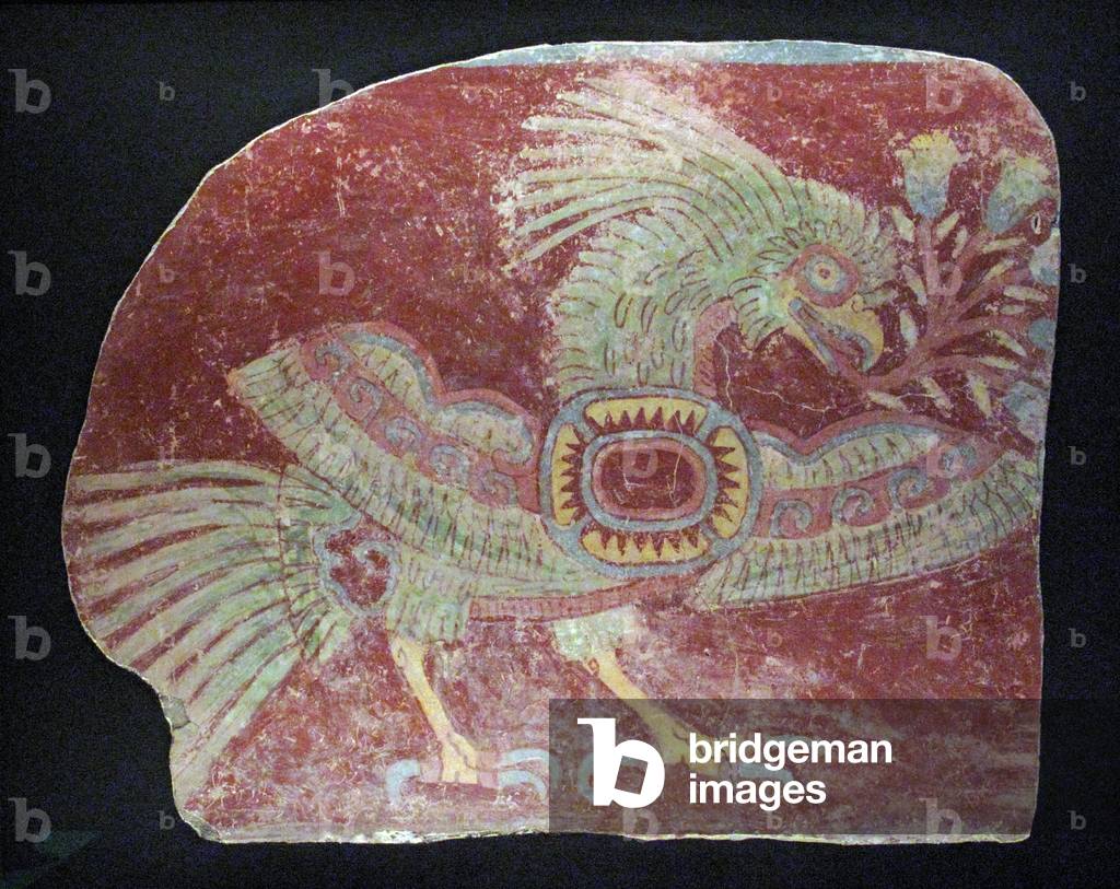 Image of Mural fragment of an allegorical quetzal, Early Classic period ...