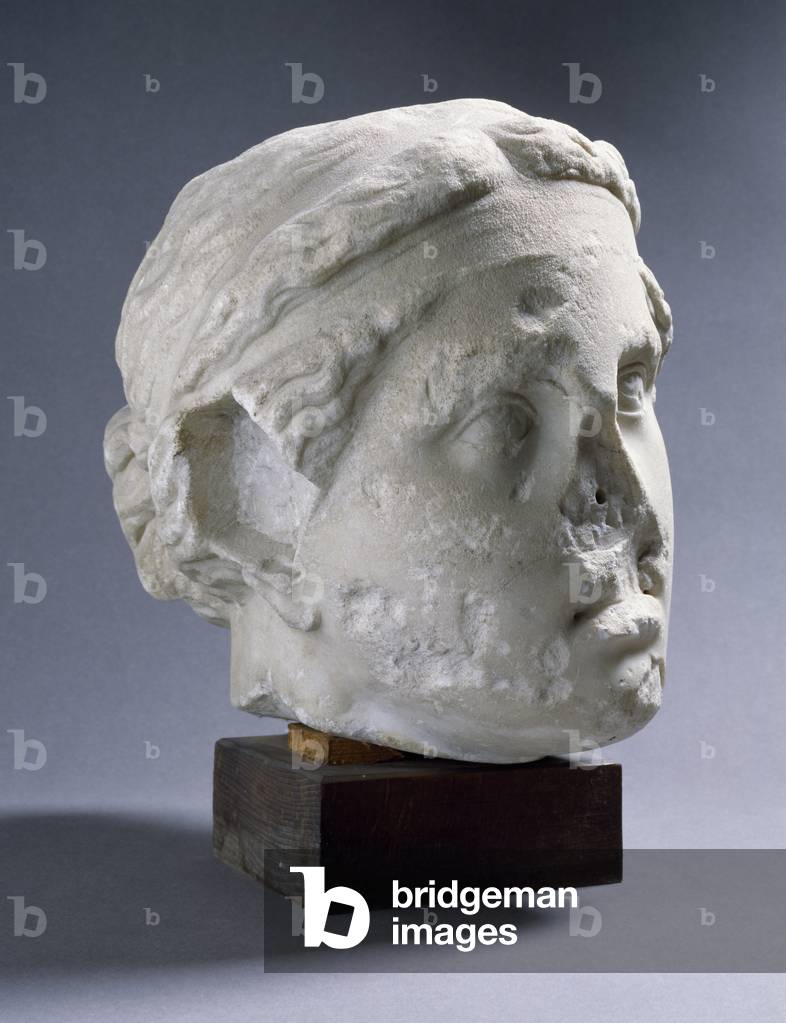 Image of Marble female head from the imperial age. Roman Civilisation ...