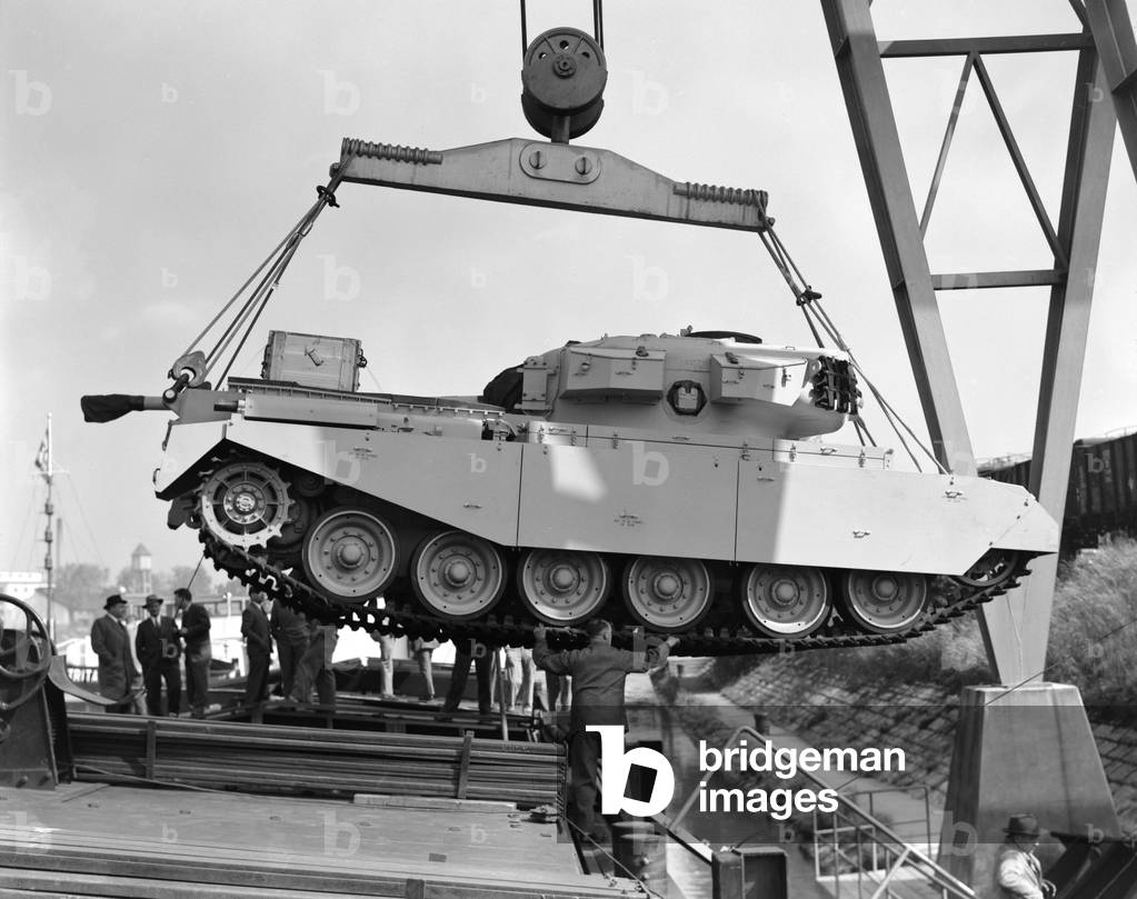 Image of Switzerland Army Battle Tanks Centurion 55 Mk-3, 1955 (b/w photo)