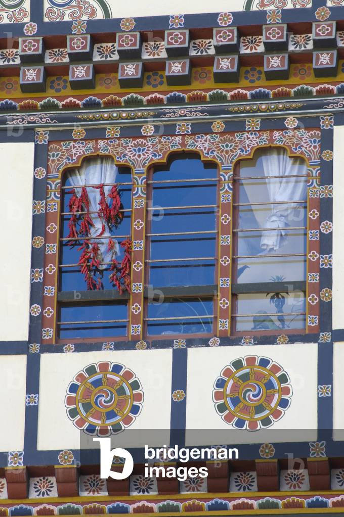 Image of A Bhutanese Traditional window with the touch of modernization, at