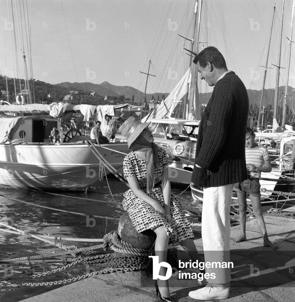 Image of Rock Hudson and Gina Lollobrigida on the set of Come