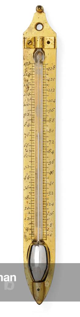 Image of Signed thermometer scale (brass, glass & mercury) (see also ...