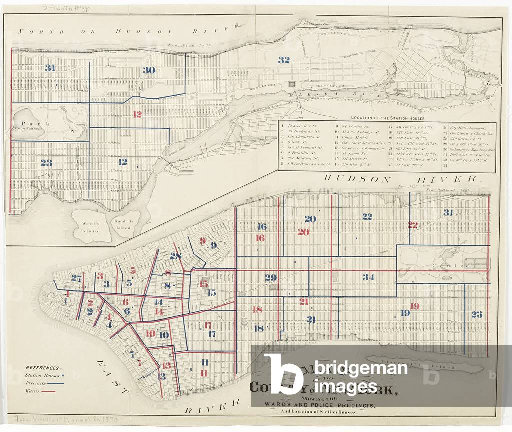 Image of Map of the County of New York, showing the Wards by American ...