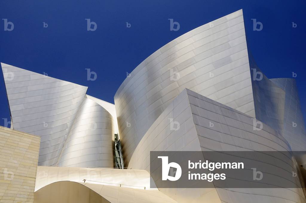 Image of Architectural detail of the Walt Disney Concert Hall on Grand ...