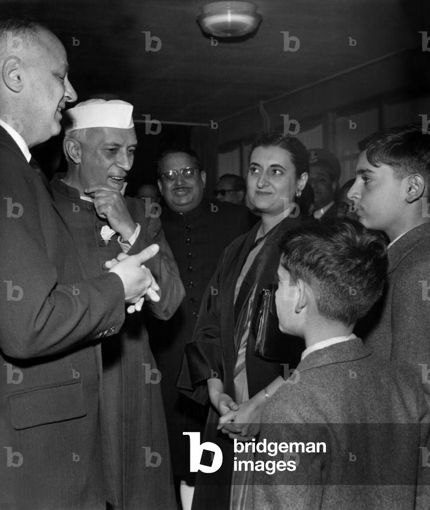 Image of The Indian President Nehru, Prime Minister and his Daughter Indira
