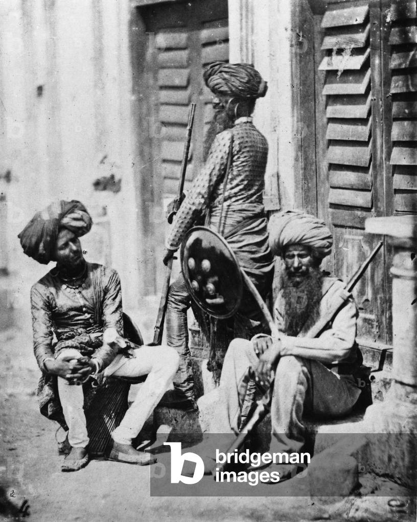 Image of Sikh Officers during the Indian Rebellion, 1858 (b/w photo) by ...