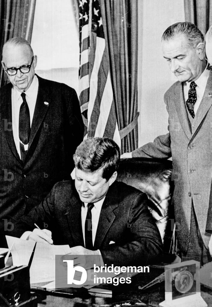 Image of John Fitzgerald Kennedy, Lyndon Johnson, 60S (b/w photo)