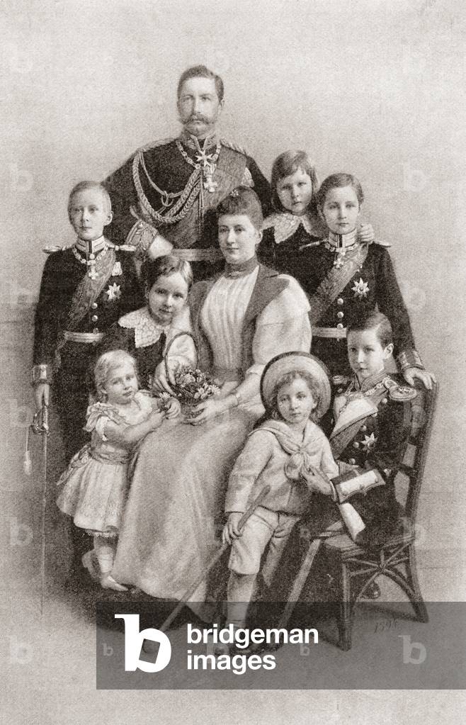 Image of Kaiser Wilhelm II with his wife Augusta Victoria and their by ...