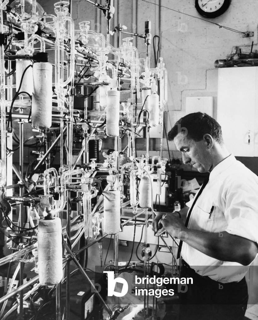 Image of Side profile of a scientist determining the age of rocks