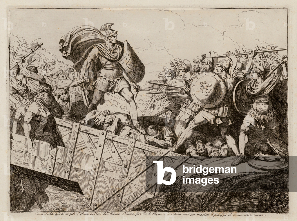 Image of Horatius Cocles defending the Pons Sublicius, 509 BC (etching ...