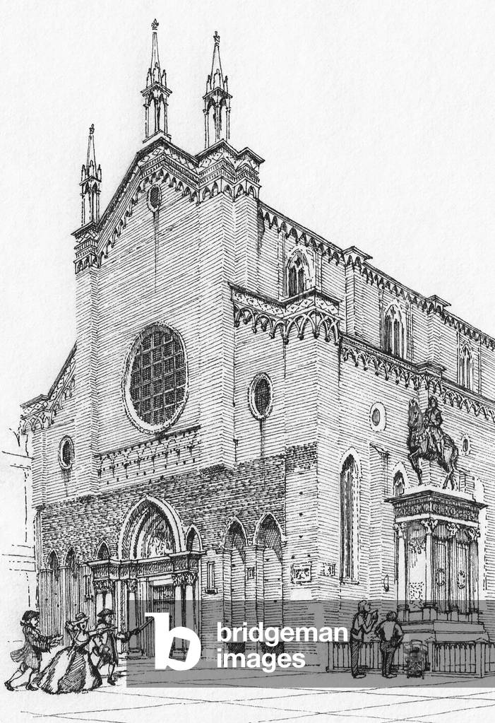 Image of The Church of Saints Zanipolo, Venice, 1987 (drawing) by ...