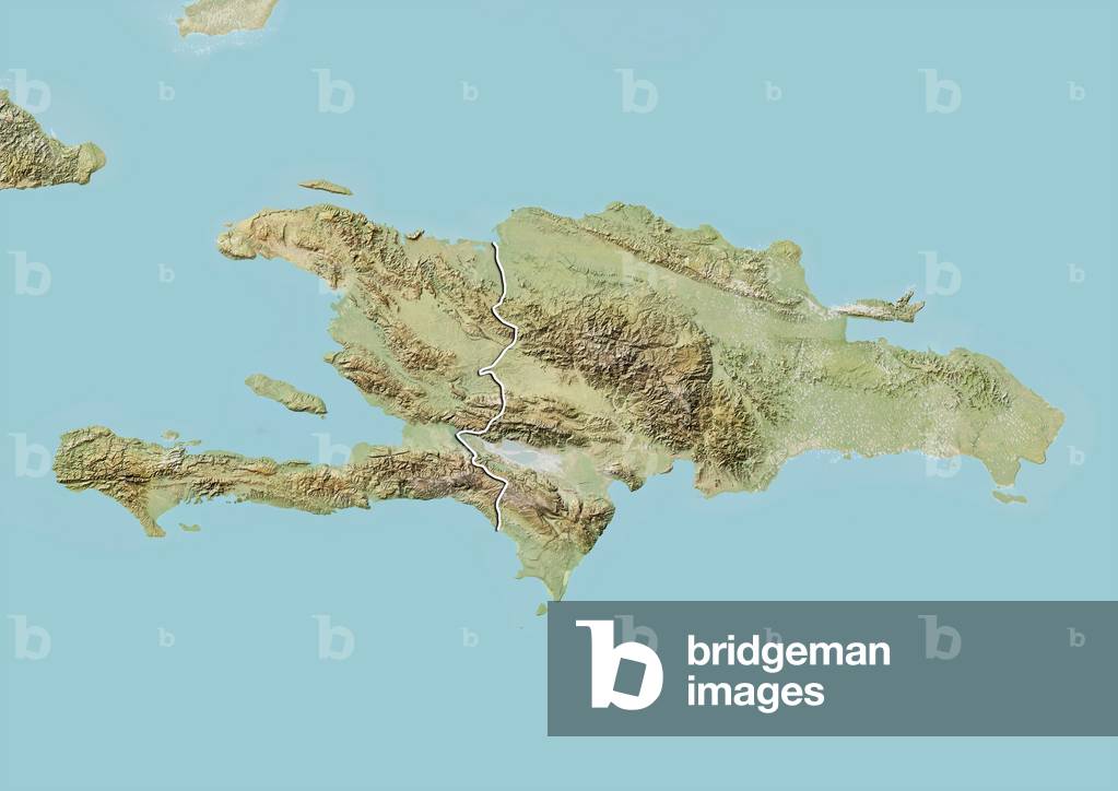 Image of Dominican Republic and Haiti, Relief Map With Border