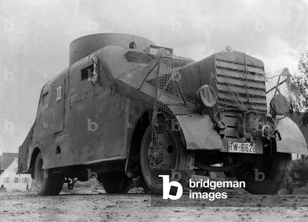Image of Armored car of the Reichswehr during a maneuver, 1928 (b/w