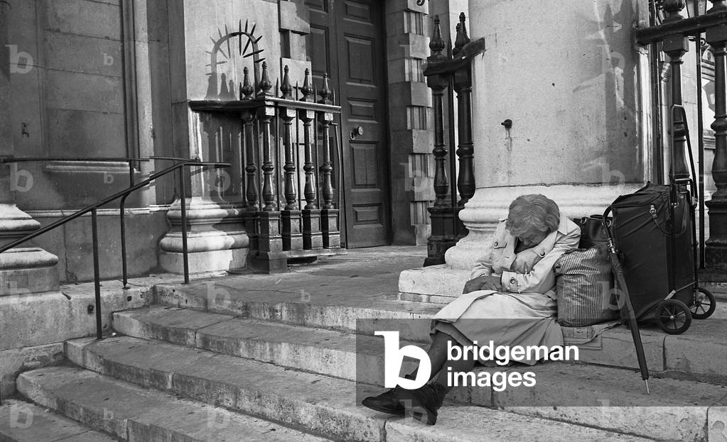Image of Homelessness in London, UK, 1978 (b/w photo) by Yule, Paul (b ...