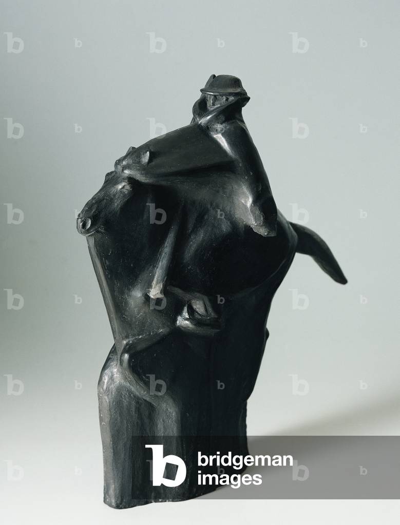 Cowboy on horseback, by Duilio Cambellotti (1876-1960), statuette in ...