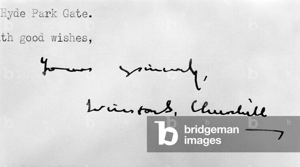 Image of Winston Churchill's signature on a letter (b/w photo) by Seed ...