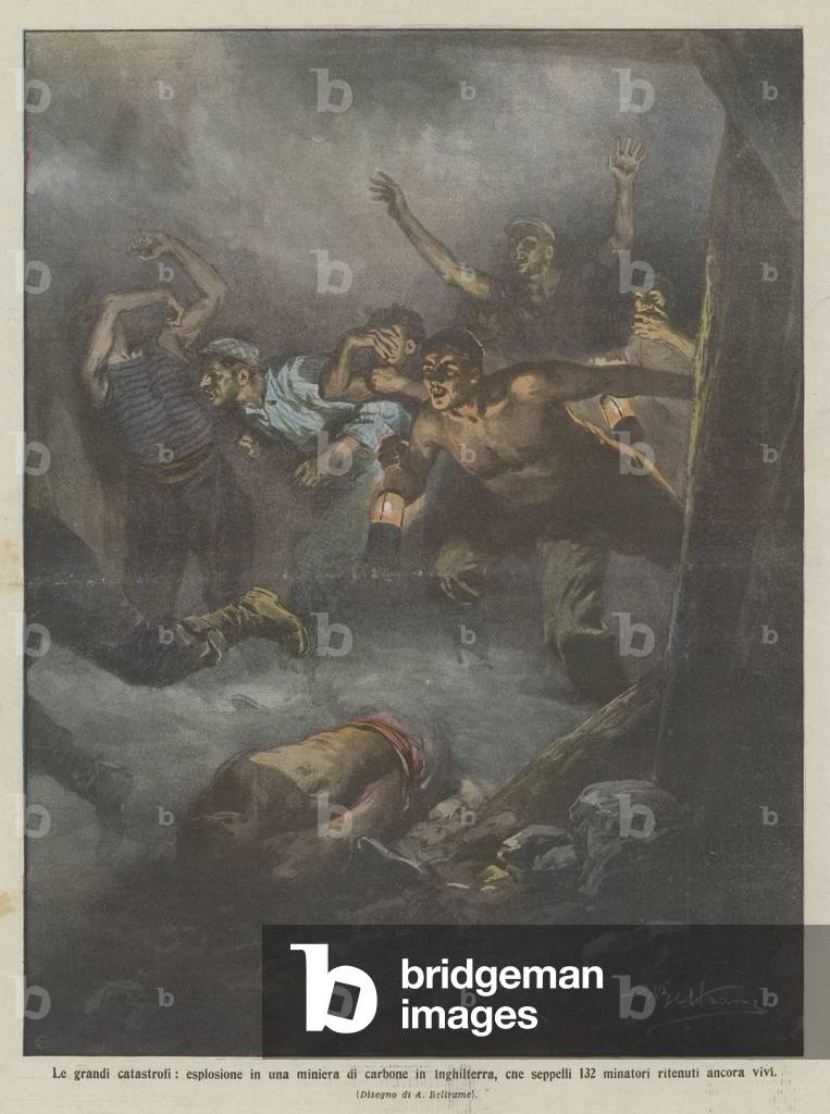 Image of The great disasters, explosion in a coal mine in England by ...