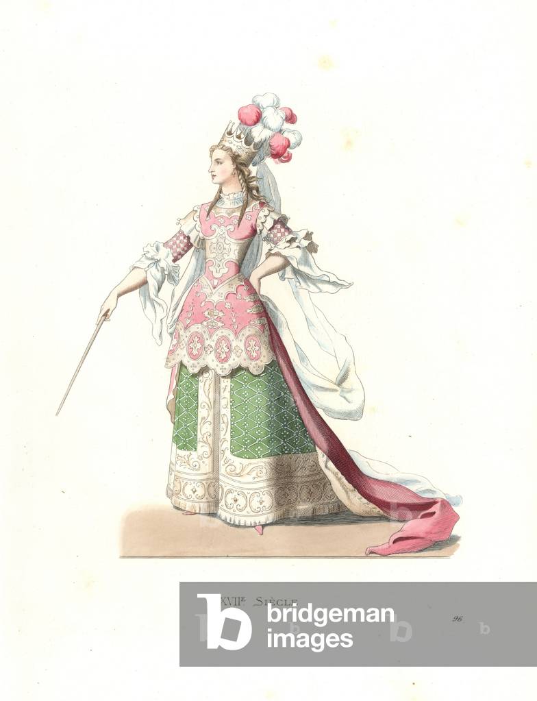 Image of French woman in ballet costume, 17th century. by Lechevallier ...