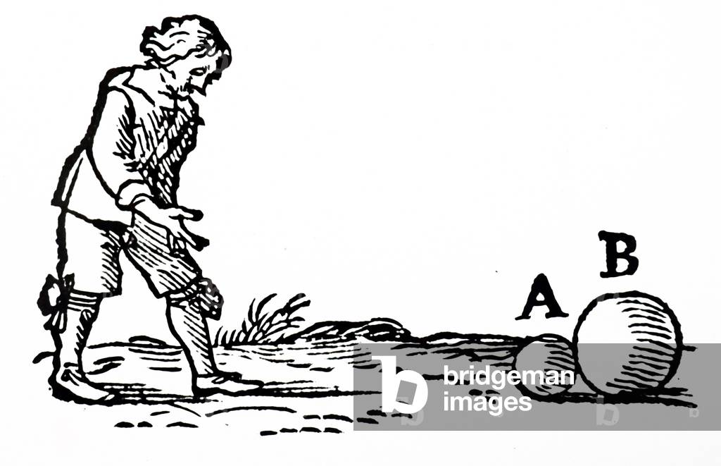 Image of Descartes' experiment demonstrating the principle of inertia ...