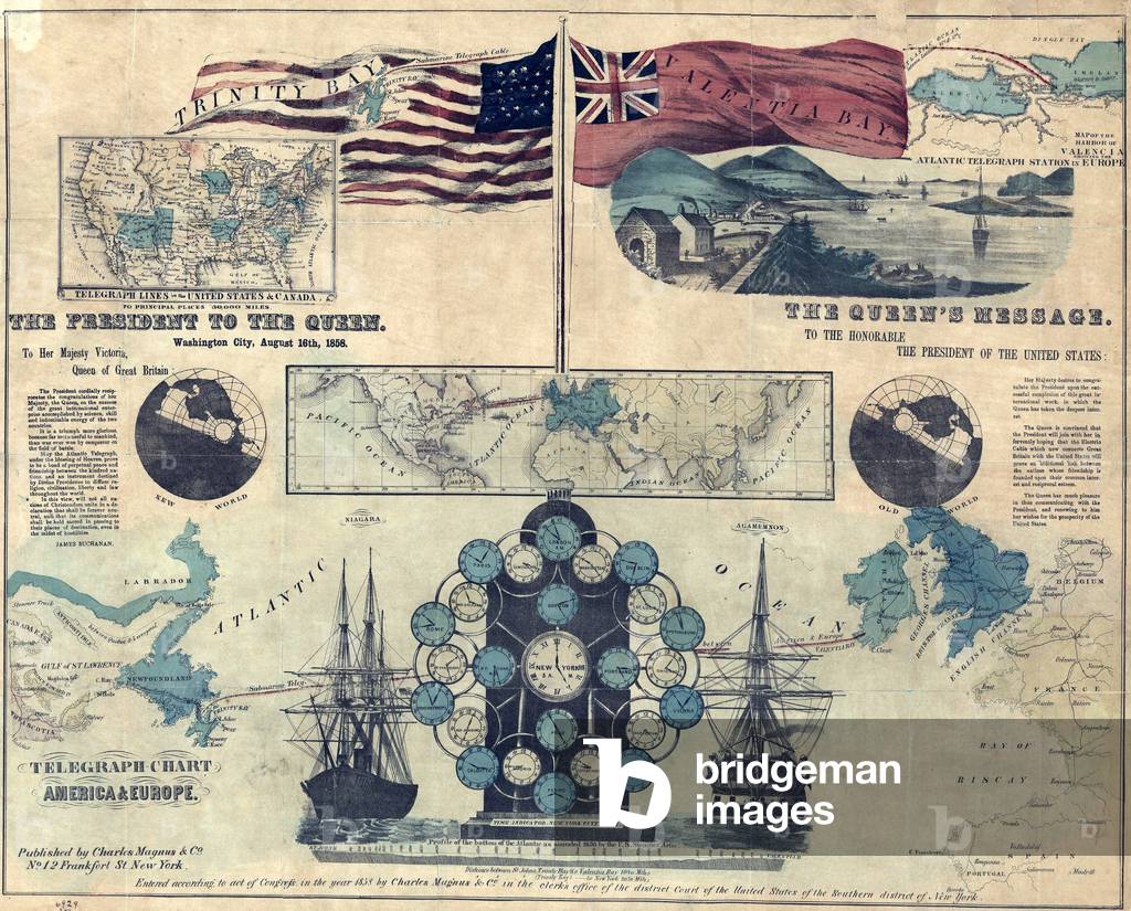 Image of Telegraph Chart America & Europe, 1858 (poster)