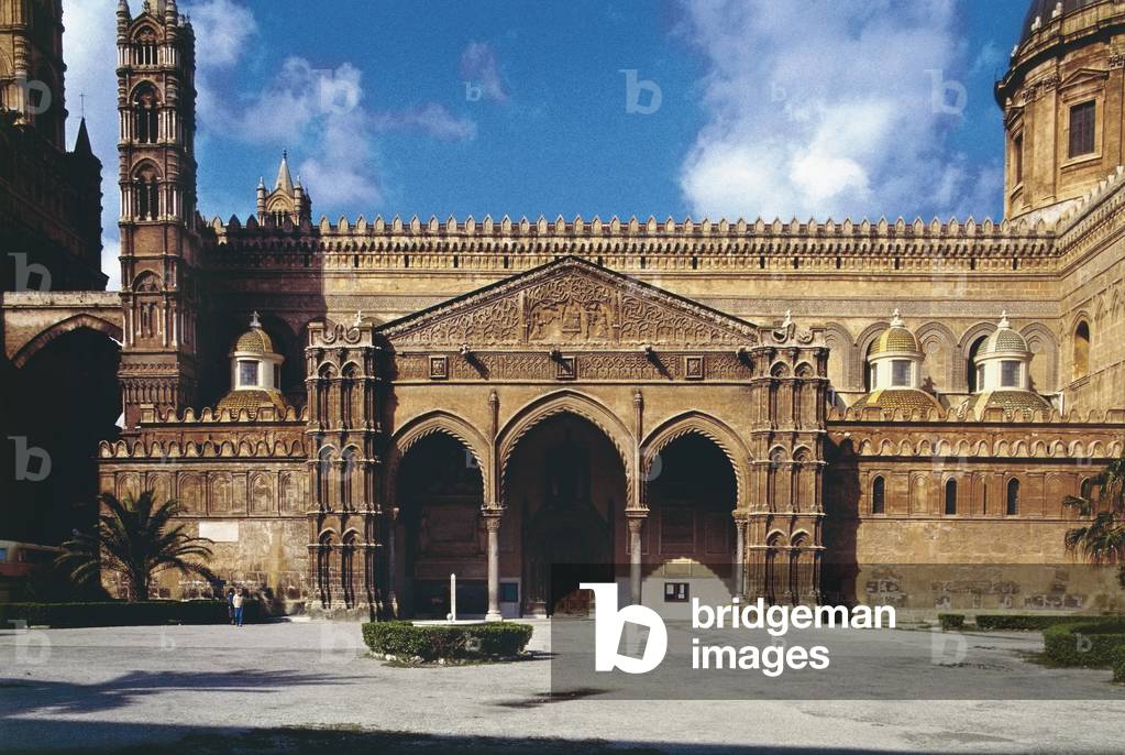 Image of Gothic-Catalan portico from 15th century with three arches of ...