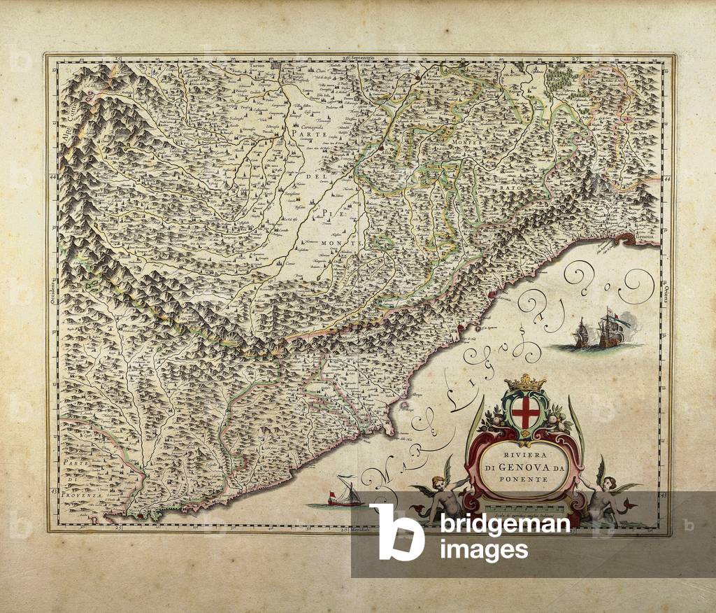 Image of Map of Western Liguria Region, by Giovanni Antonio Magini by ...