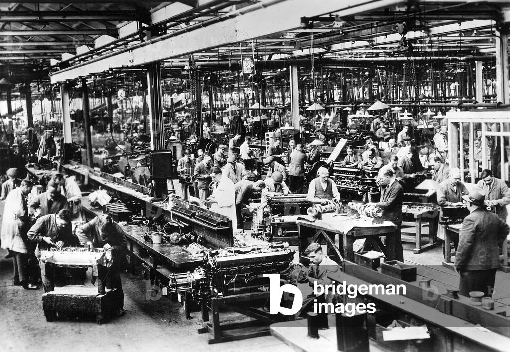 Image of English car production, 1934 (b/w photo)
