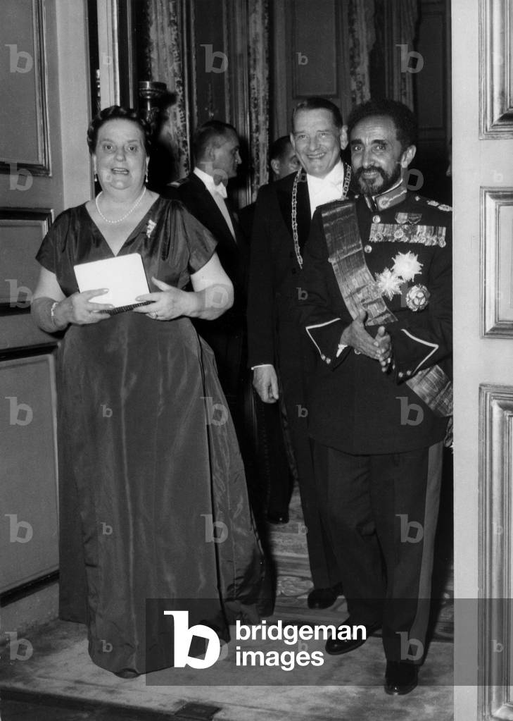 Image of French President Rene Coty and his Wife Receiving at Elysee