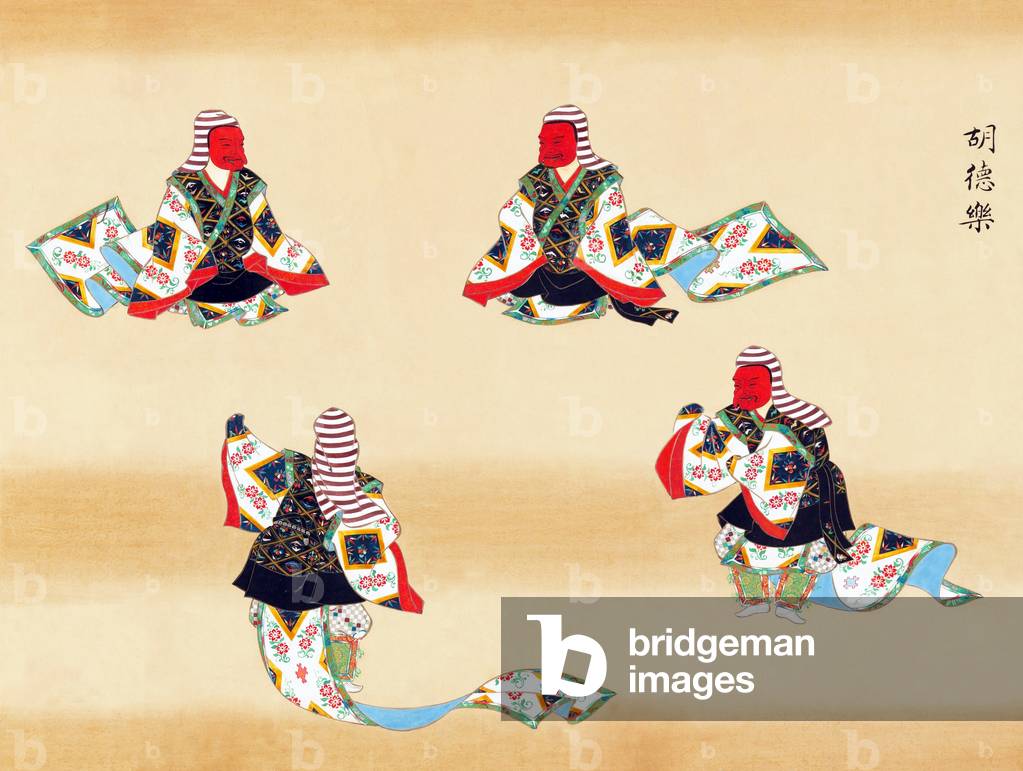 Image of Japan: 'Bugaku' dancers depicted in a horizontal 'emaki ...
