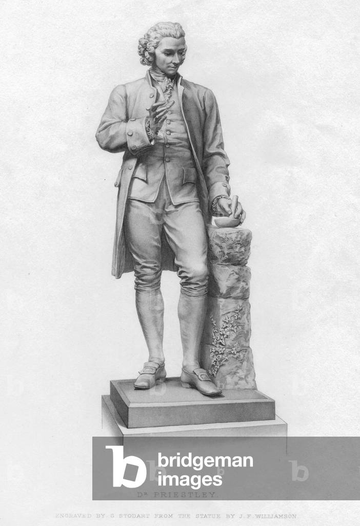 Image of Jospeh Priestley, one of discoverers of oxygen (engraving)