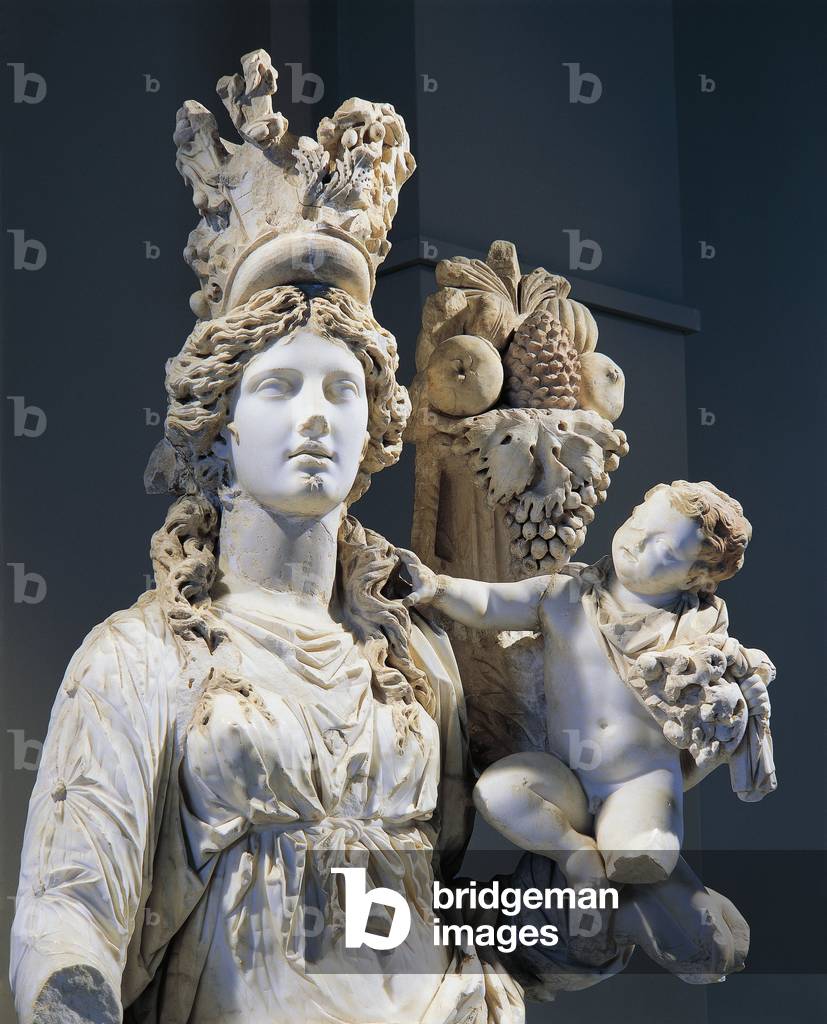 Image of Detail of Marble statue of Tyche, goddess of fortune, from
