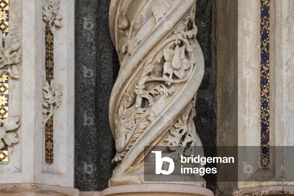 Image of Twisted column with naturalistic reliefs, detail from entrance ...