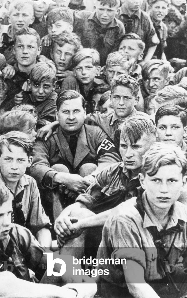Image of Baldur von Schirach with Hitler Youth members, 1938 (b/w photo)