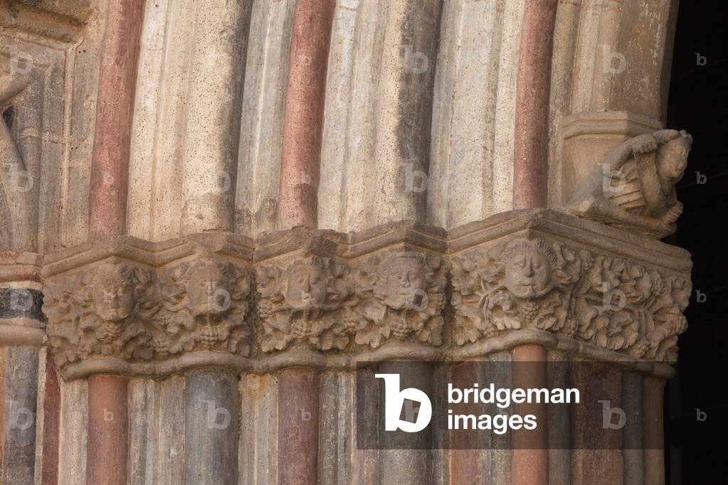 Image of The basilical church. Exterior. Façade. Left entrance porch ...