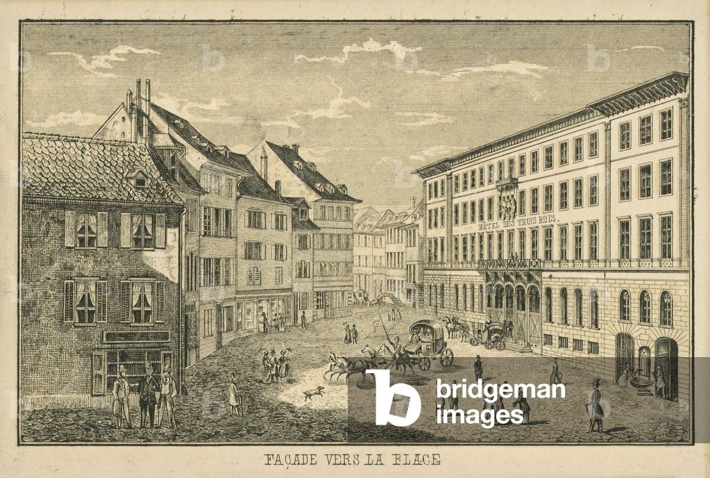 Image of Advertising card for the Hotel Les Trois Rois, Basel ...