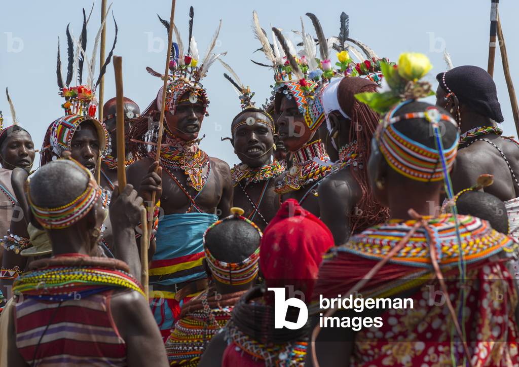 Image of Rendille tribe men and women dancing, Turkana lake ...