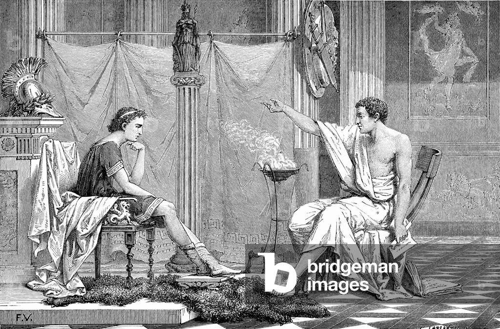 Image of Alexander the Great and Aristotle, c.1875 (engraving)