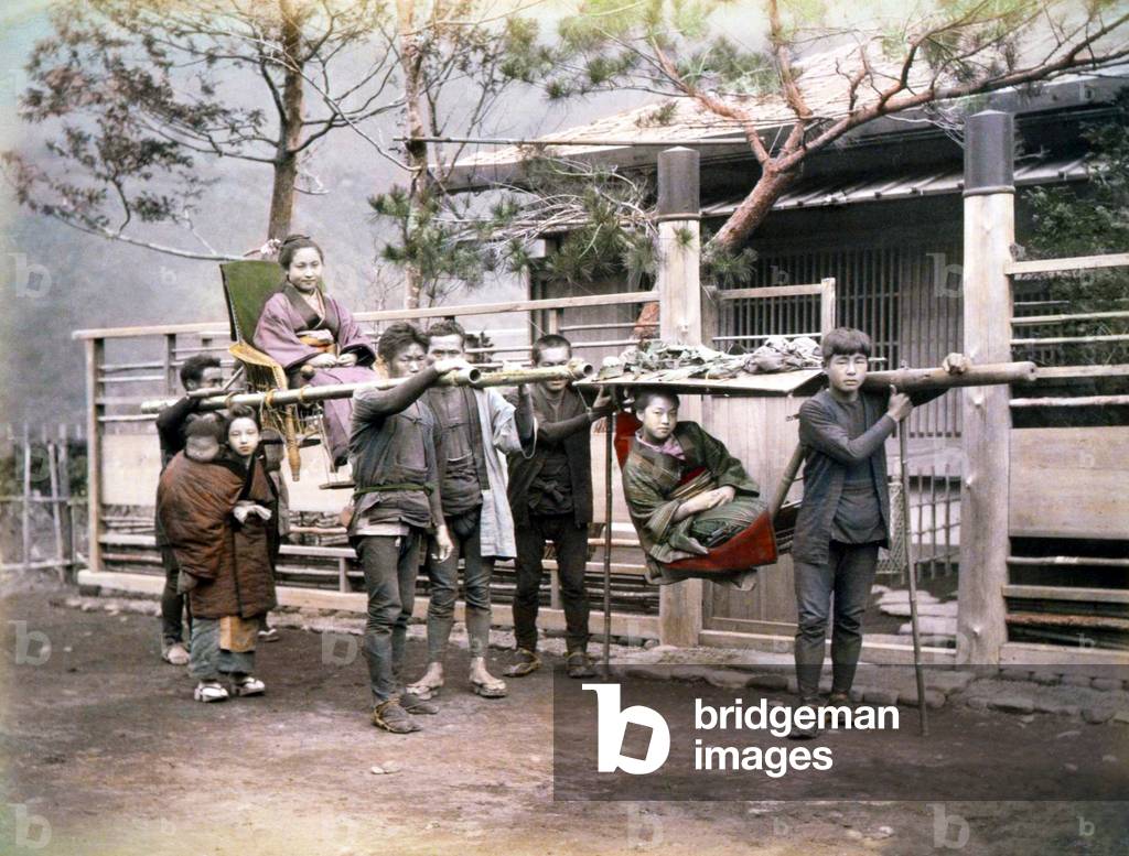 Japanese Palanquin Sedan Travelling By Kago 1880s | A Kago (Palanquin)