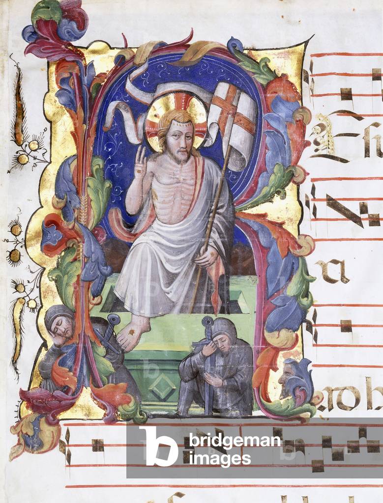 Image of Very large historiated letter 'A', showing the Resurrection, c ...