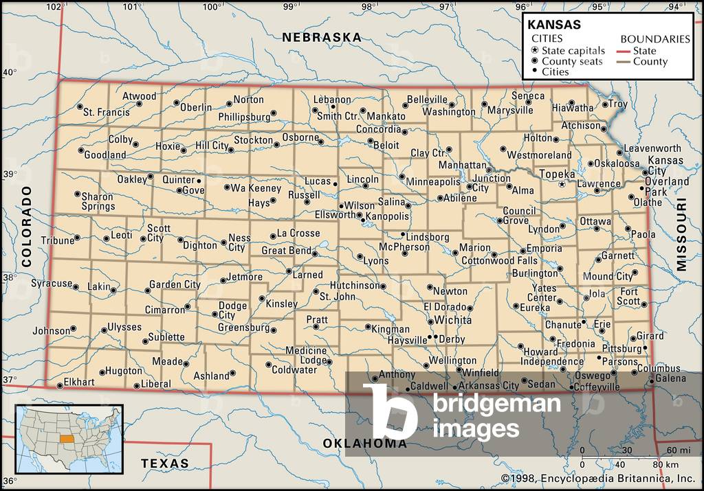 Image of Political map of Kansas